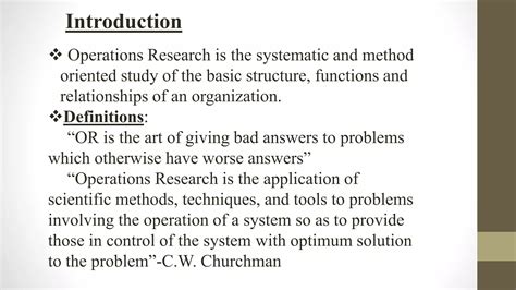 Operation Research Techniques Ppt