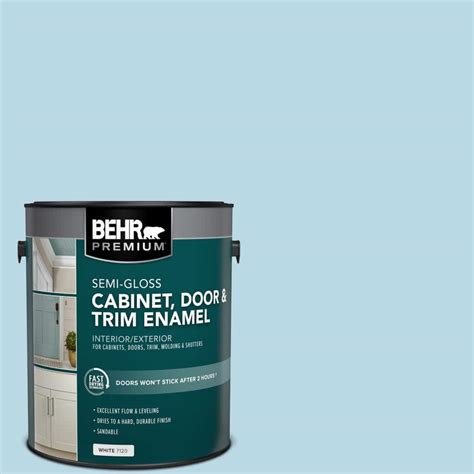 BEHR PREMIUM 1 Gal M490 1 Breezy Blue Semi Gloss Enamel Interior