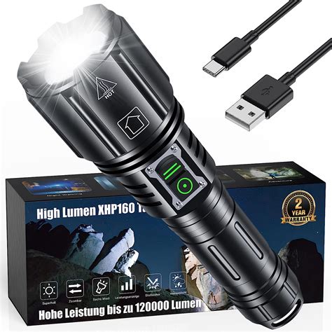 Inverkey Taschenlampe LED Wiederaufladbar Extrem Hell 120000 Lumen