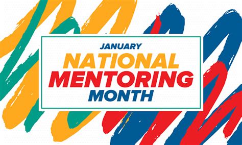 1월 전국 멘토링의 달 미국에서 매년 축하합니다 개인 멘토 코치 또는 교사 무료 지식 교육 개념 학생의 학습 교육 지원 벡터 포스터 교사 교육 관련 직업에 대한 스톡 벡터