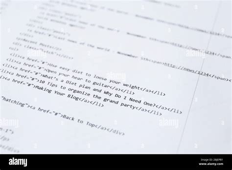 Script Code Printed On Paper Closeup Stock Photo Alamy