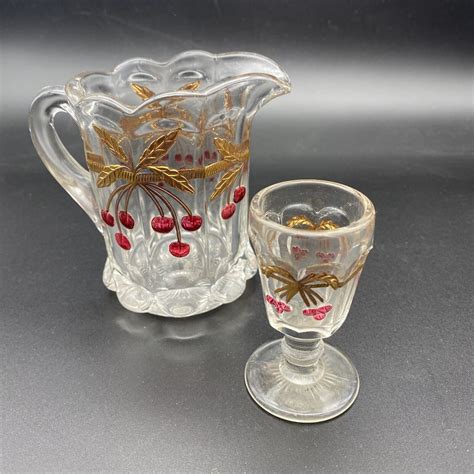 Mosser Glass Northwood Cherry And Cable Miniature Pitcher With Etsy