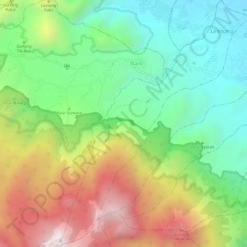 Topografische Karte Lembang Höhe Relief