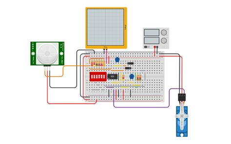 Circuit Design Move Detector 555 Servo 3 3 Volts Tinkercad