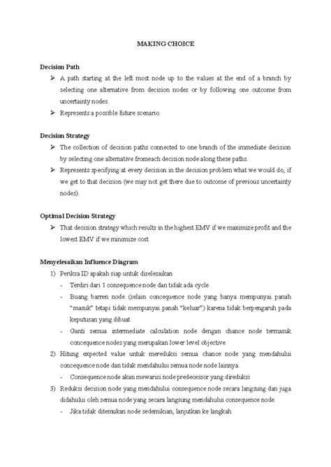 Making Choice Lecture Notes About Decision Path Strategy Deterministic And Multiple