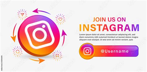 Follow Us On Instagram 3d Logo With Social Media Notification Icons