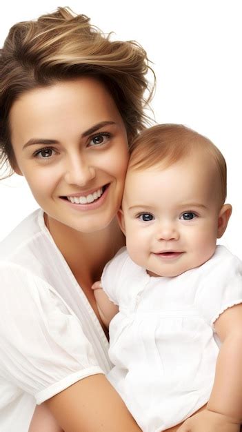 Premium AI Image Smiling Woman Holding A Baby In Her Arms And Smiling At The Camera