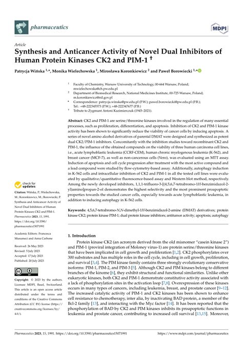 Pdf Synthesis And Anticancer Activity Of Novel Dual Inhibitors Of