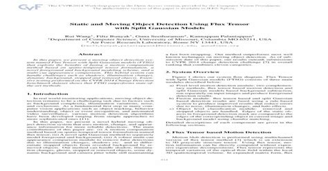 download pdf static and moving object detection using flux tensor
