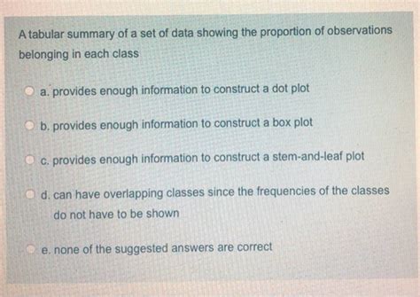 solved a tabular summary of a set of data showing the proportion of