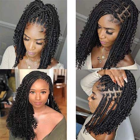 Lmzim 14 Goddess Box Braids Crochet Hair 8 Pack Bohemian Curly Ends Synthetic Braiding Hair