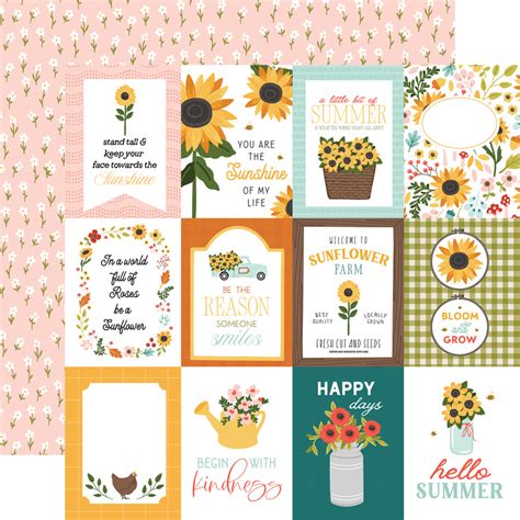 Sunflower Summer 3x4 Journaling Cards 12x12 Patterned Paper Echo