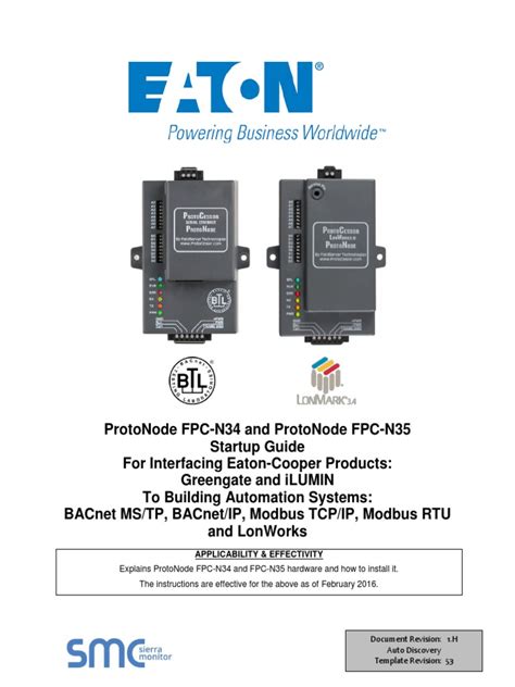 Protonode Startup Guide For Eaton Cooper Pdf Ip Address Internet Protocol Suite