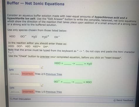 solved buffer net ionic equations consider an aqueous
