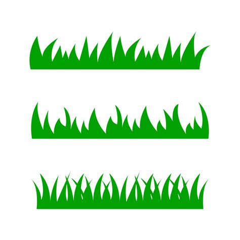 Set Of Grass Green Grass On White Background Cartoon Lawn Pattern