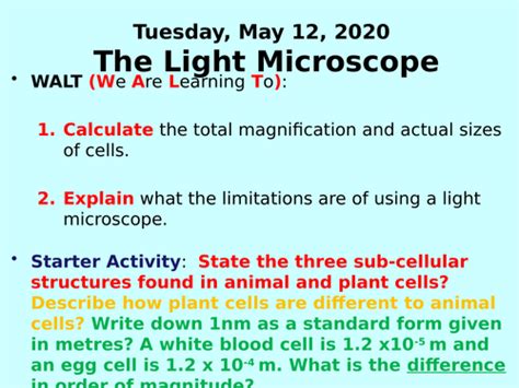 The Light Microscope Ppt Gcse Biology Teaching Resources