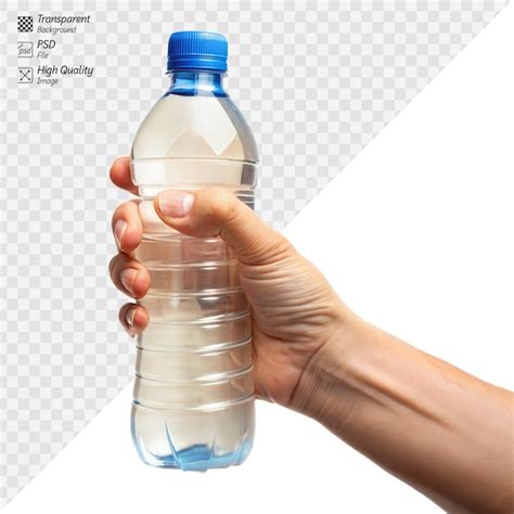 Premium Psd Hand Gripping A Clear Bottle Of Water Isolated On White