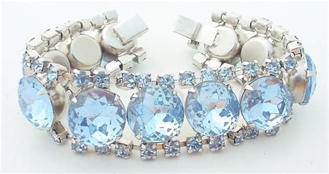 Vintage Blue Rhinestone Bracelet Vintage Costume Jewelry Inexpensive