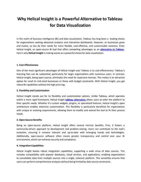 Helical Insight The Best Open Source Bi Tool For Alternative To Tableau