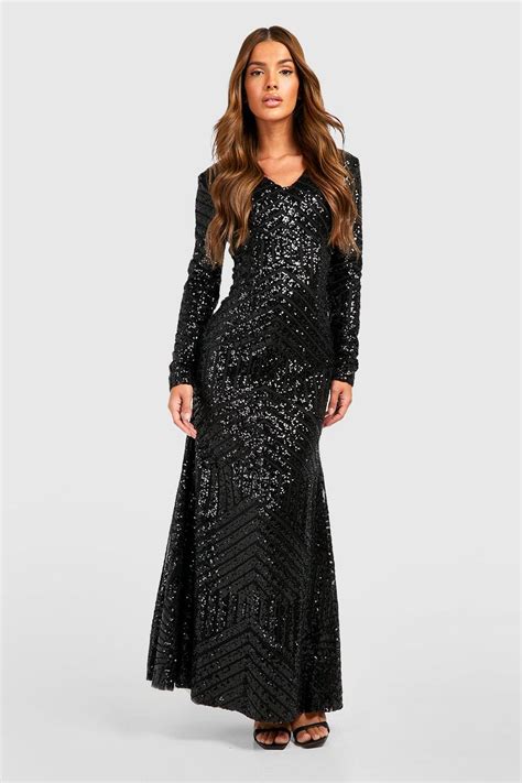 Boutique Sequin Long Sleeve Maxi Bridesmaid Dress Boohoo Usa