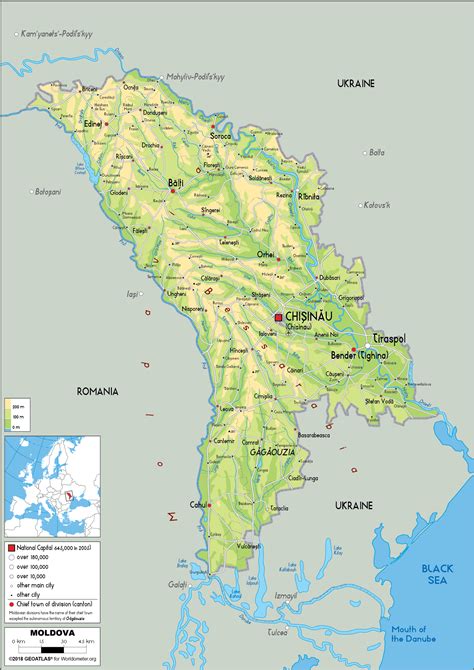 Moldova Map Physical Worldometer