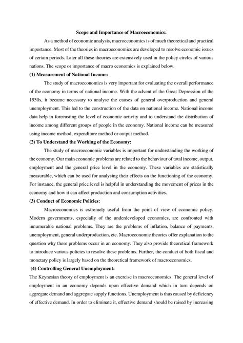 Scope And Importance Of Macroeconomics Most Of The Theories In