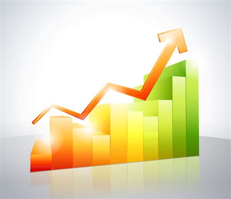 Red Arrow On Colorful Bar Chart Vector Art At Vecteezy