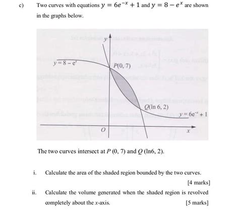 Solved C Two Curves With Equations Y 6e 1 And Y 8