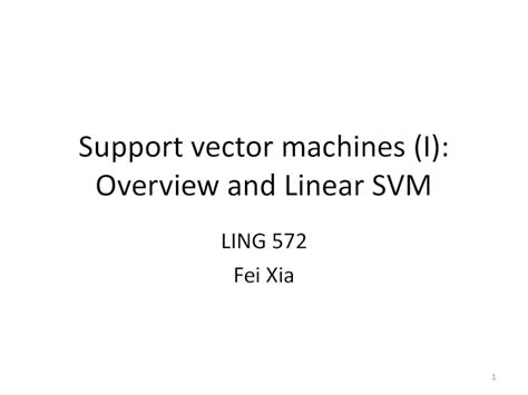 Pdf Support Vector Machines I Overview And Linear Svmcourses