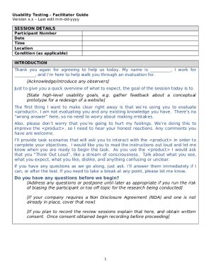Usability Testing Templates Examples Checklist Doc Template Pdffiller
