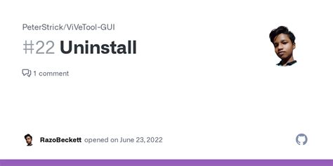 Uninstall Issue Peterstrick Vivetool Gui Github