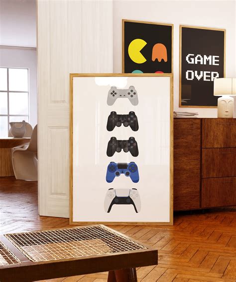 Video Game Controllers Print Game Room Decor Video Game Art Gaming