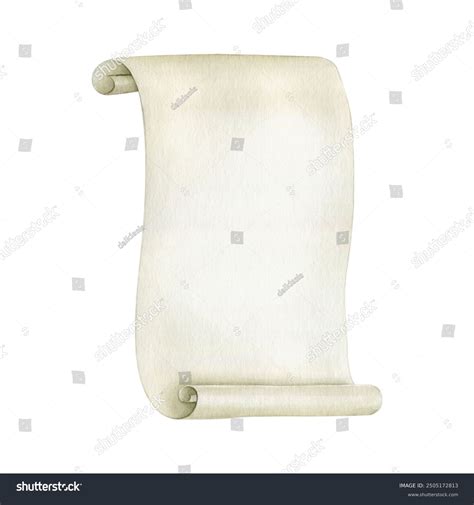 Blank Paper Scroll Watercolor Illustration Isolated Stock Illustration