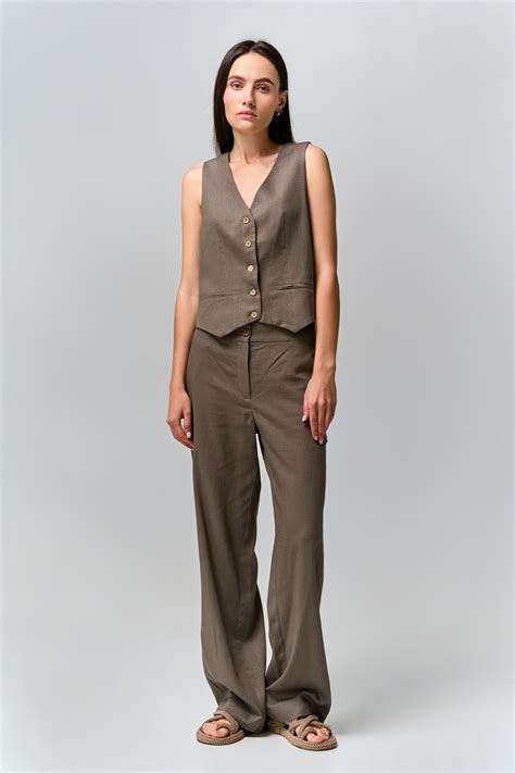 Літній хакі костюм з жилетом Діловий жіночий одяг ТМ Ольга Єгорова