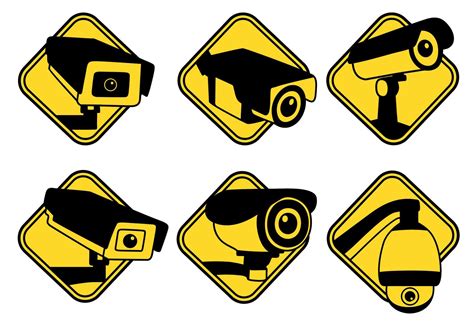 Set Modern CCTV Sign Icon Security Camera Protection Design Vector Illustration Vector