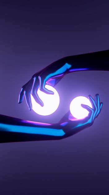 Premium Photo 3d Rendering Hands Holding Illuminated Magic Sphere