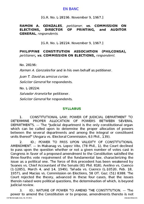 6 Gonzales V Case En Banc [g No L 28196 November 9 1967