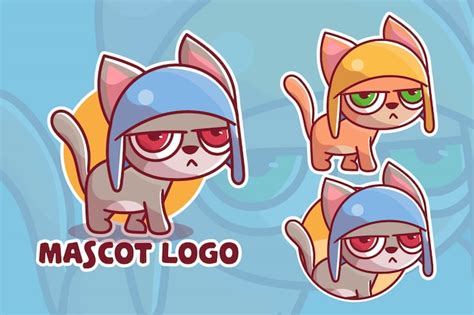 Premium Vector Set Of Cute Grumpy Cat Mascot Logo