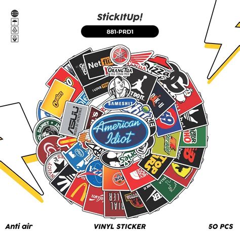 Jual Cod 50 Pcs Stiker Aesthetic Logo Brand Parody Vinyl Waterproof