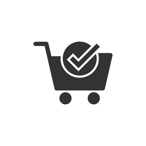 Shopping Cart Check Mark Icon In Flat Style Buy Approval Vector