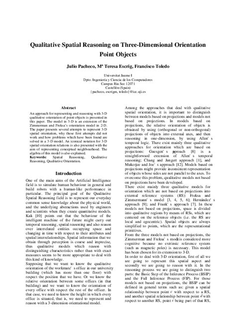 Pdf Qualitative Spatial Reasoning On Three Dimensional Orientation