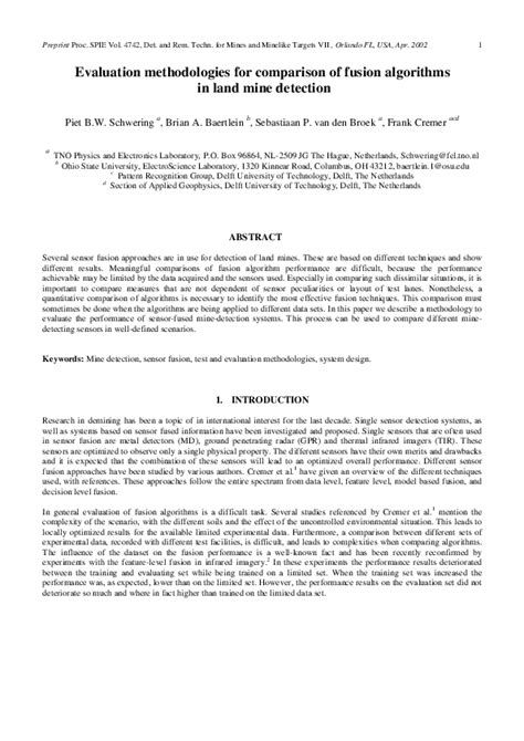 Pdf Evaluation Methodologies For Comparison Of Fusion Algorithms In