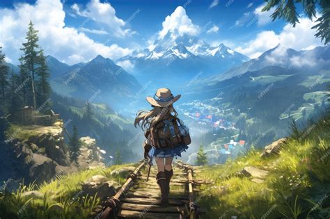 Anime Paysage De Dessins Animés Et Belle Vue Sur Le Paysage Un Garçon