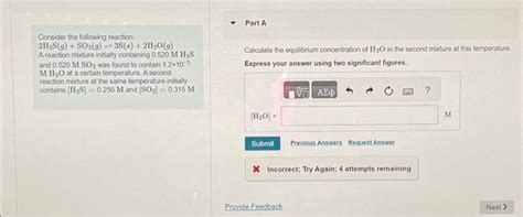 Solved Consider The Following Reaction 2h2 Sgso2g⇌3