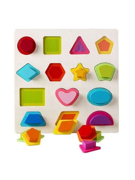 Young Mindz Wooden Chunky Shapes Puzzles Edamama