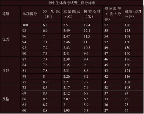 初中生体育考试男生评分标准 word文档在线阅读与下载 无忧文档
