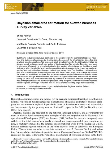 pdf bayesian small area estimation for skewed business survey variables