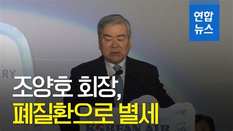 조양호 회장 별세한진家 재판·수사 올 스톱 연합뉴스 Yonhapnews Youtube