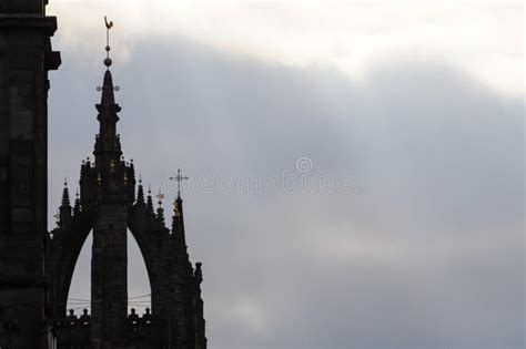 Gothic Architecture Under Moody Clouds In Edinburgh S Historic City