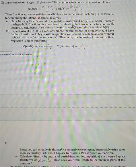 Solved 2 Laplace Transform Of Hyperbolic Functions